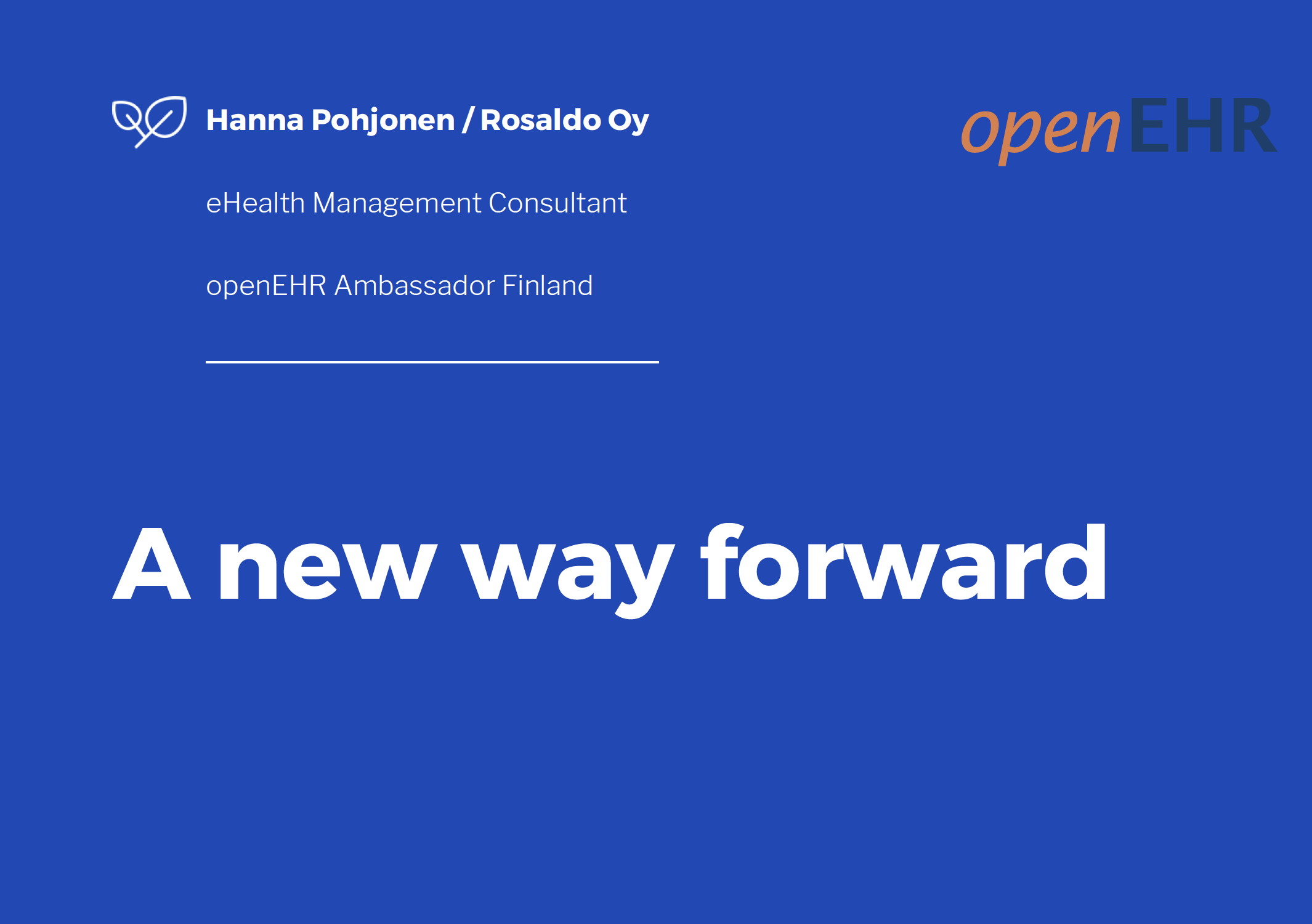 A new way forward - Hanna Pohjonen’s presentation as a guest speaker in ...